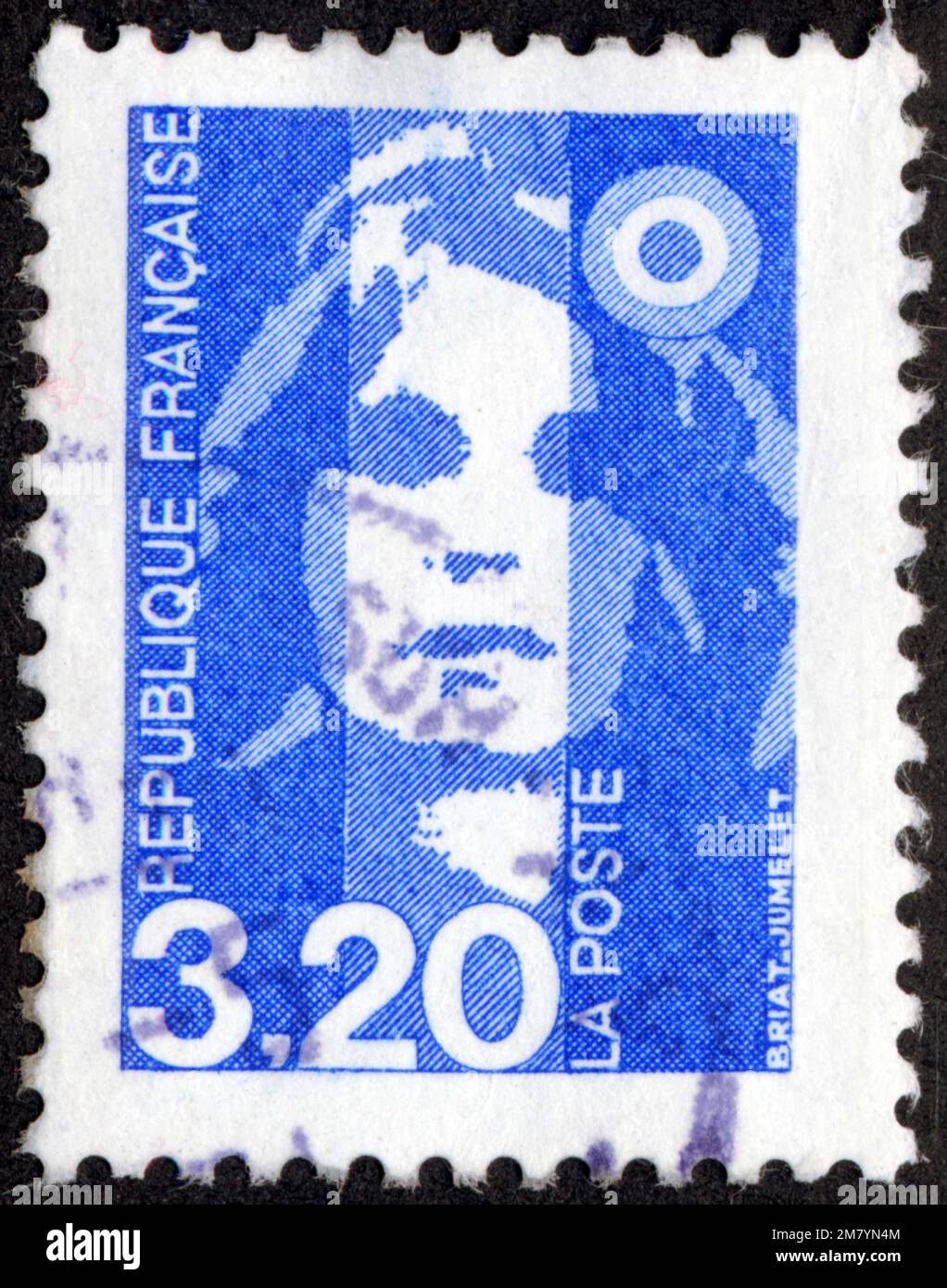 TIMBRE OBLITERE MARIANNE BLEUE.LA POSTE.REPUBLIQUE FRANCAISE.3,20 Stock ...