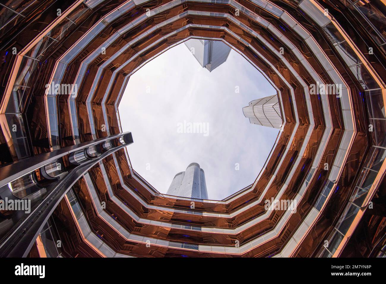 Looking up through Vessel at Hudson Yards, Manhattan New York USA Stock ...