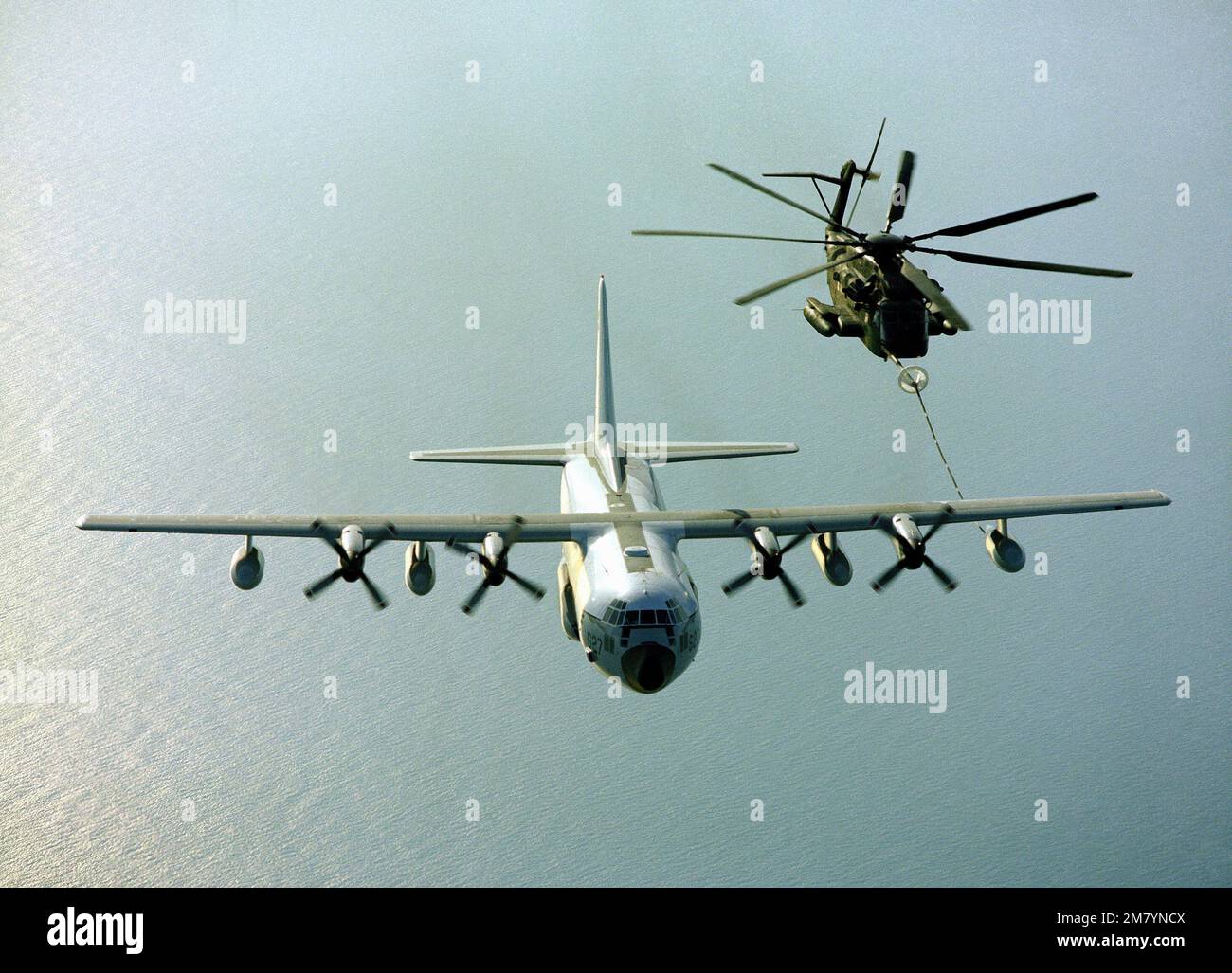 A front view of a Marine Corps CH-53E Super Stallion helicopter taking ...