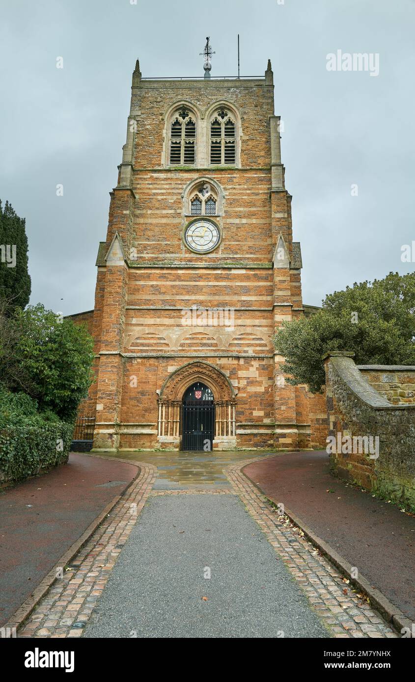 Tower at the christian church of the Holy Trinity in Rothwell ...