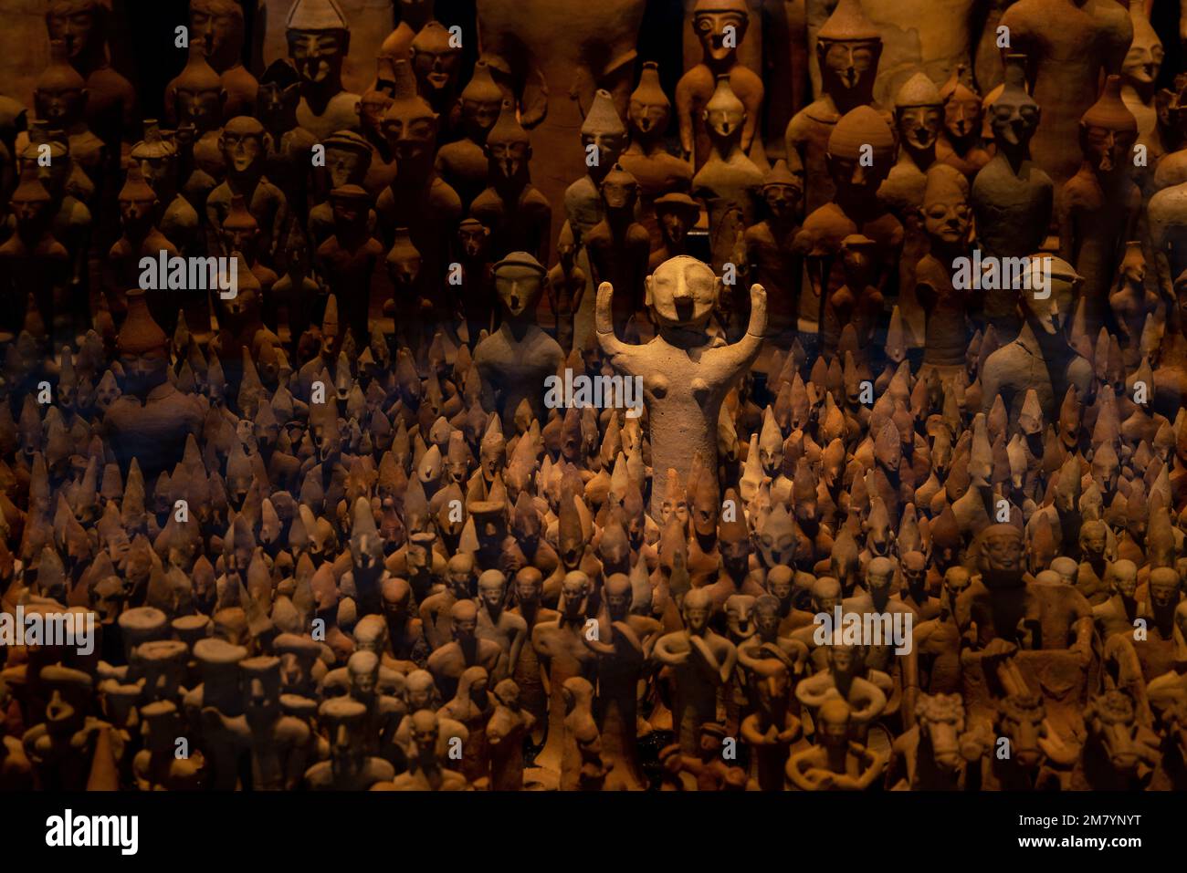 Terracotta figure of man, god, statue, saint with a raised hand. Cyprus ...