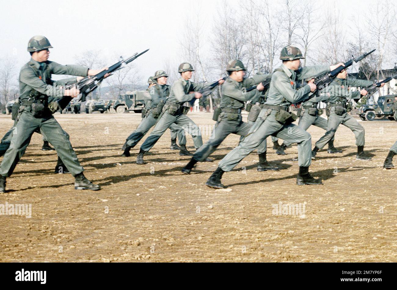 Republic of Korea marines engage in bayonet training during Exercise ...