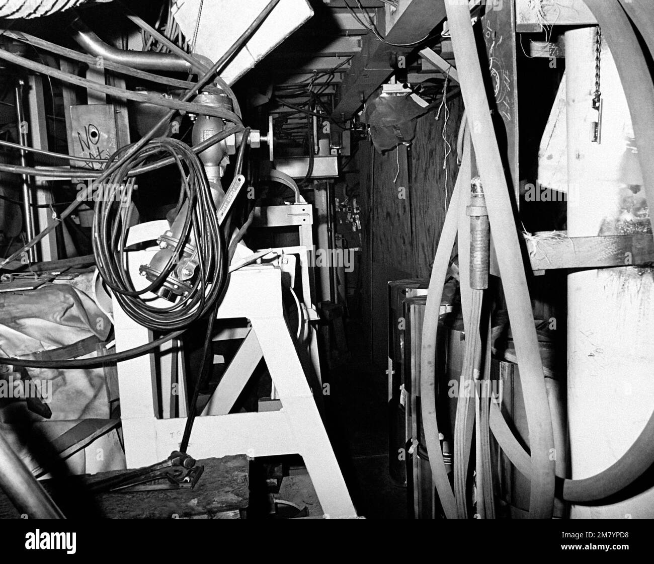 An interior view of auxiliary machine room No. 2 on the guided missile ...