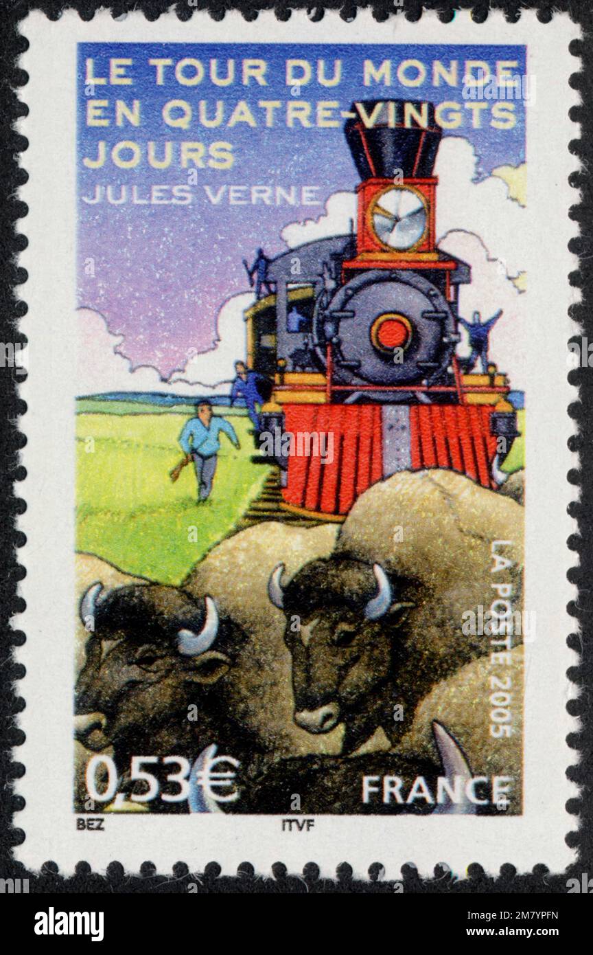 TIMBRE NON OBLITÉRÉ LE TOUR DU MONDE EN QUATRE-VINGTS JOURS. JULES ...