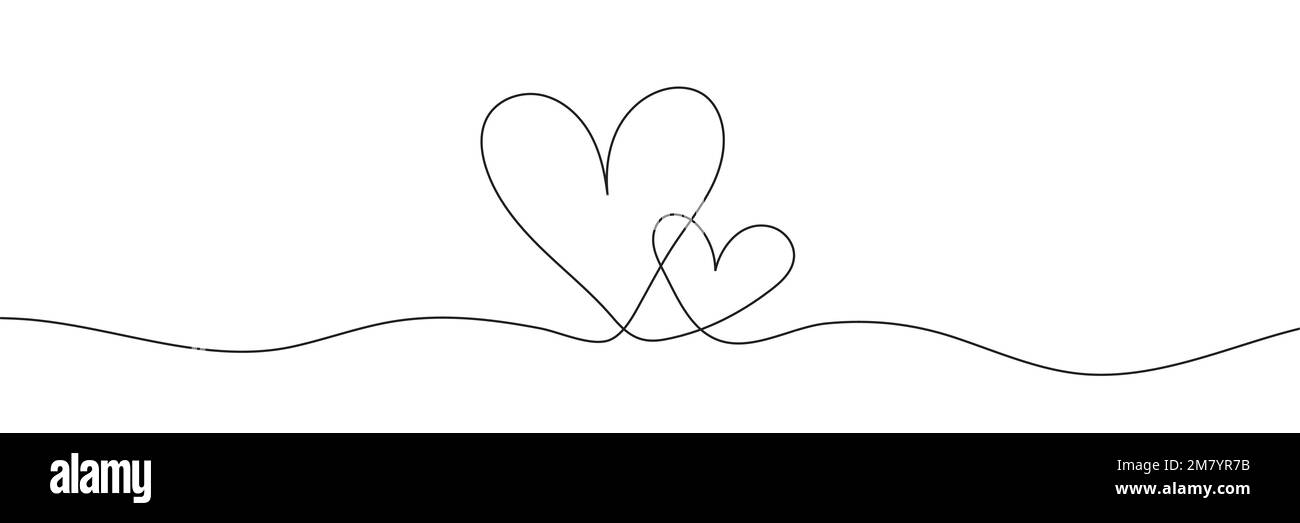 Two hearts continuous line art Black and White Stock Photos & Images ...