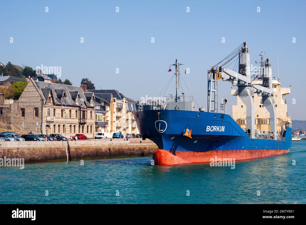 CARGO SHIP LEAVING THE PORT OF FECAMP, FREIGHT, MARITIME TRAFFIC ...