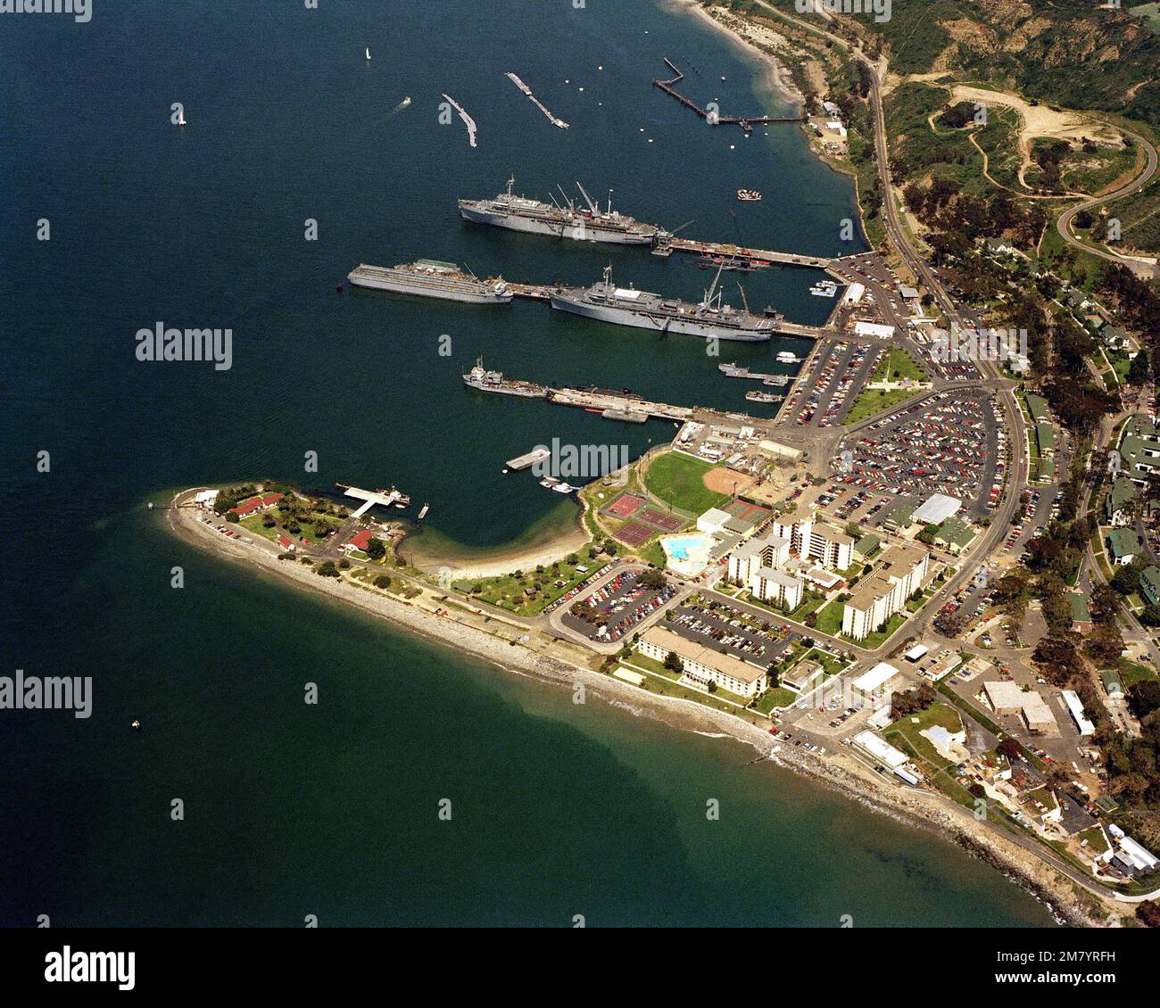 Aerial view of the Navy Submarine Support Facility at Ballast Point ...