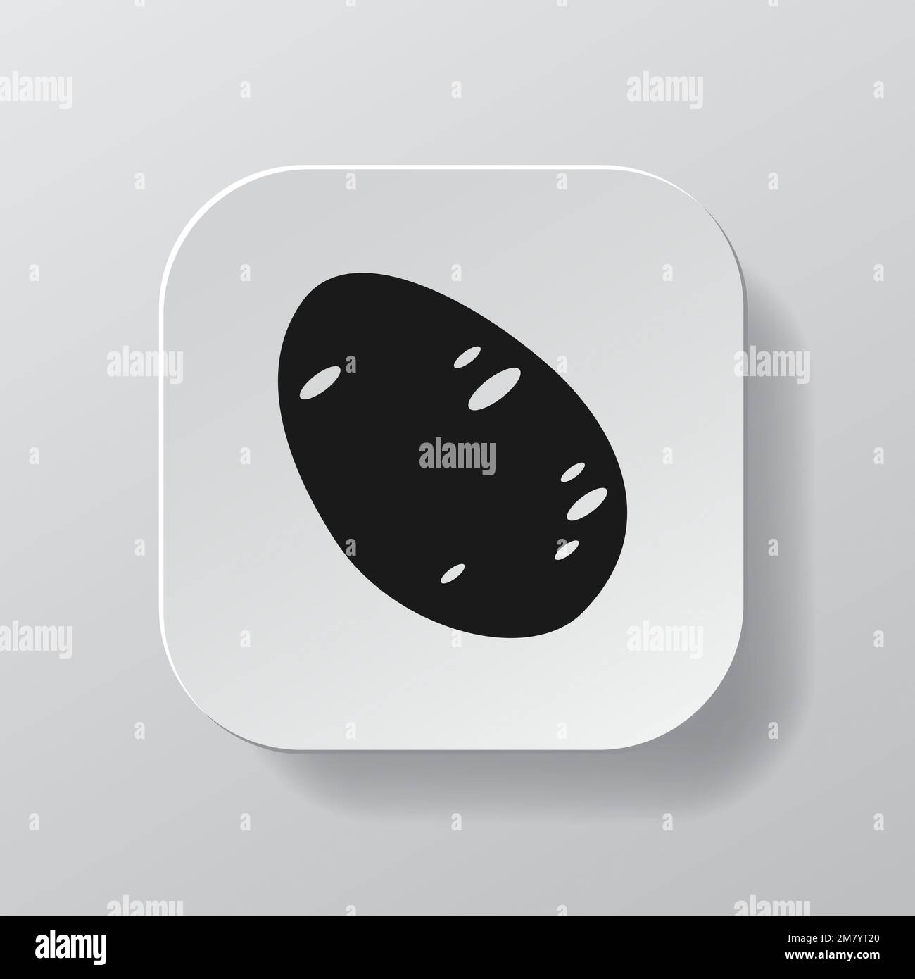 White square button with potato line icon, black outline potato on the ...