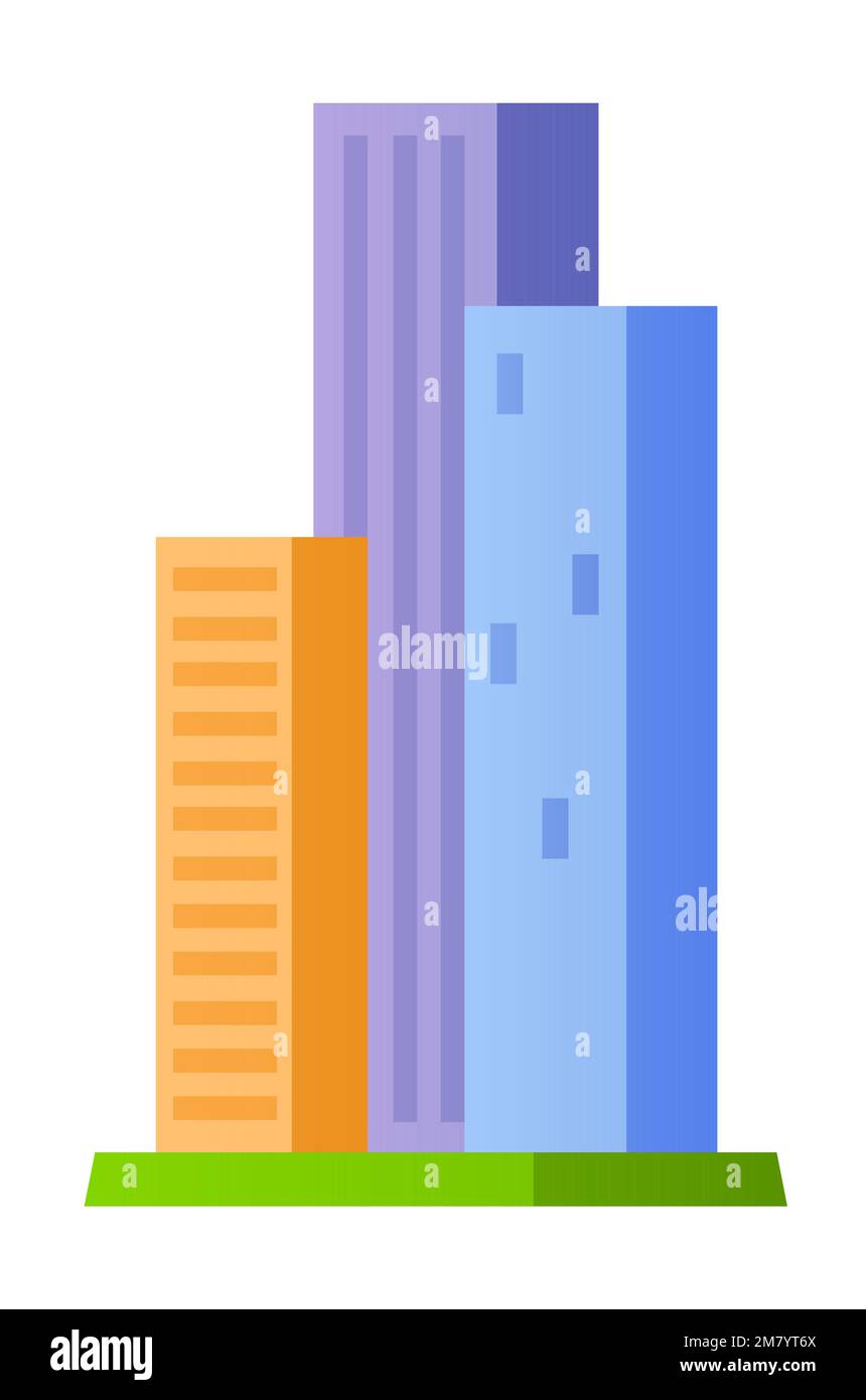 Residential and office buildings - flat design style single isolated ...