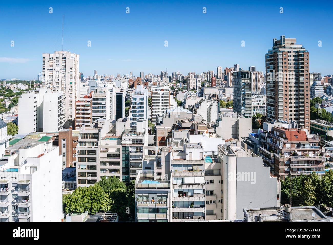 View of Buenos Aires from above. Cityscape architecture, houses and ...