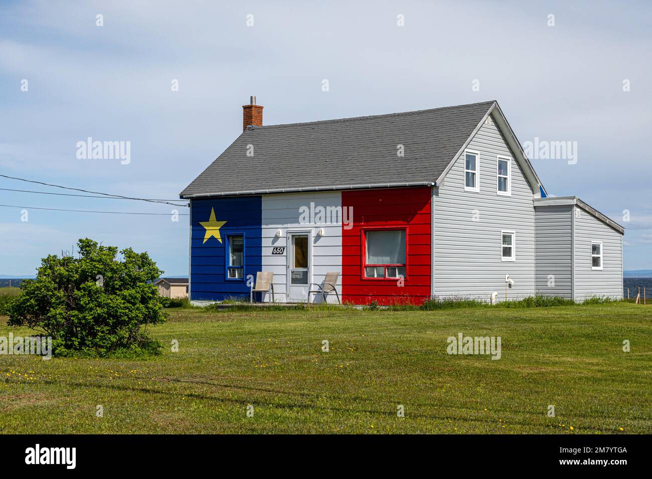 WOOD HOUSE IN ACADIAN COLORS, NEW BRUNSWICK, CANADA, NORTH AMERICA ...