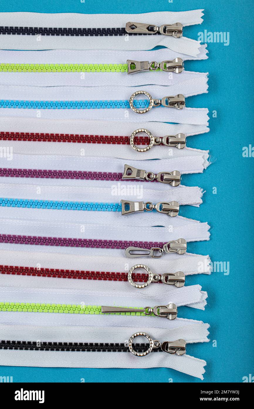 Colorful Resin Zippers with Ring Pulls for DIY Tailor Sewing Craft Accessories Mixed. Bright ...