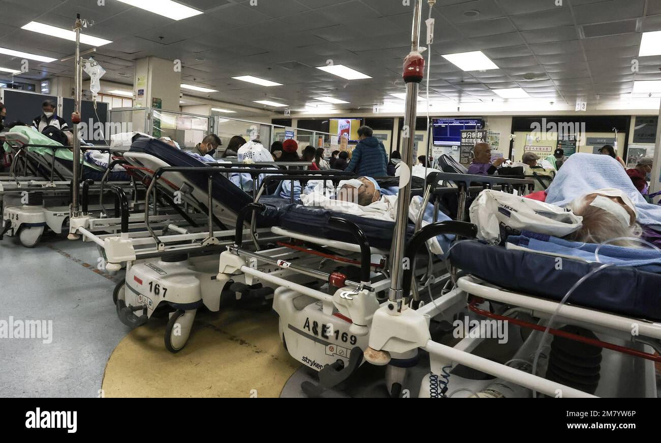 Patients on hospital beds at the Accident and Emergency (A&E ...