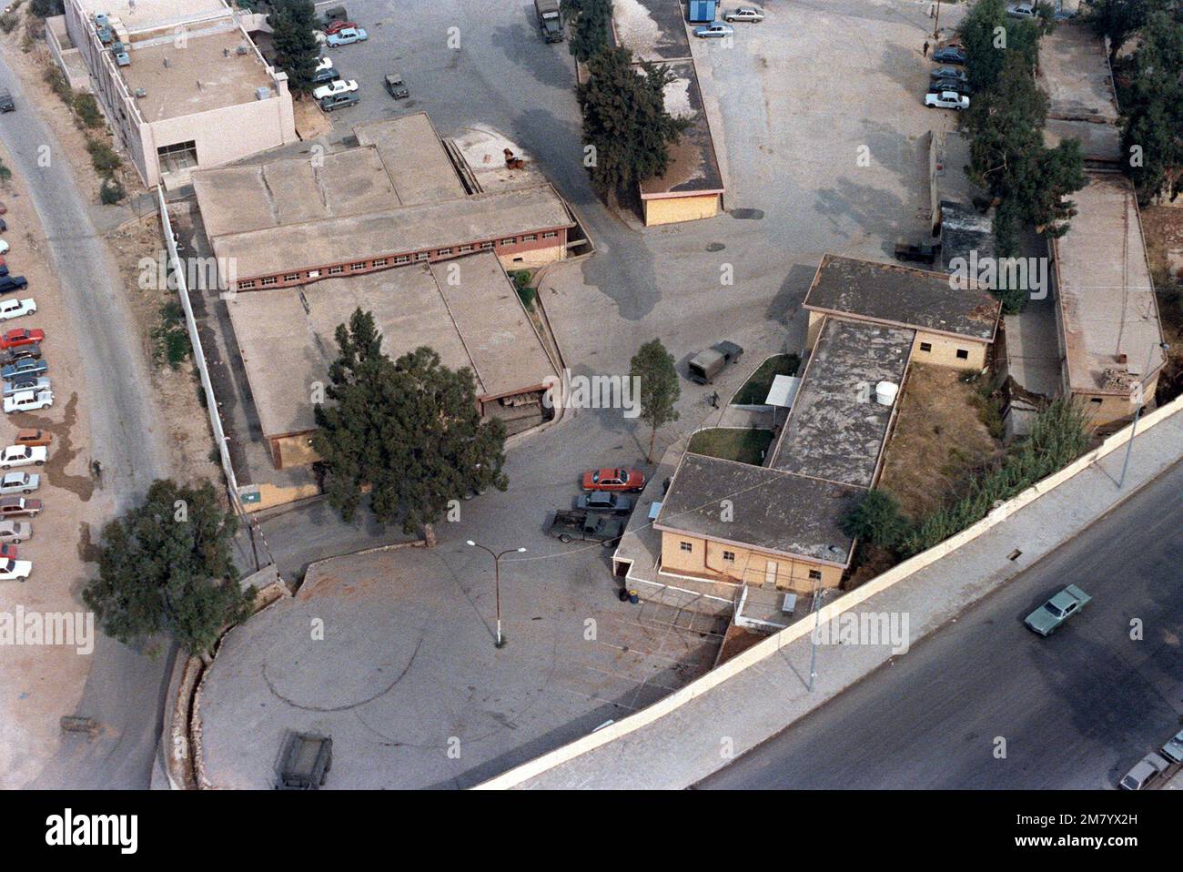An aerial view of U.S. Marine barracks and surrounding buildings. The ...
