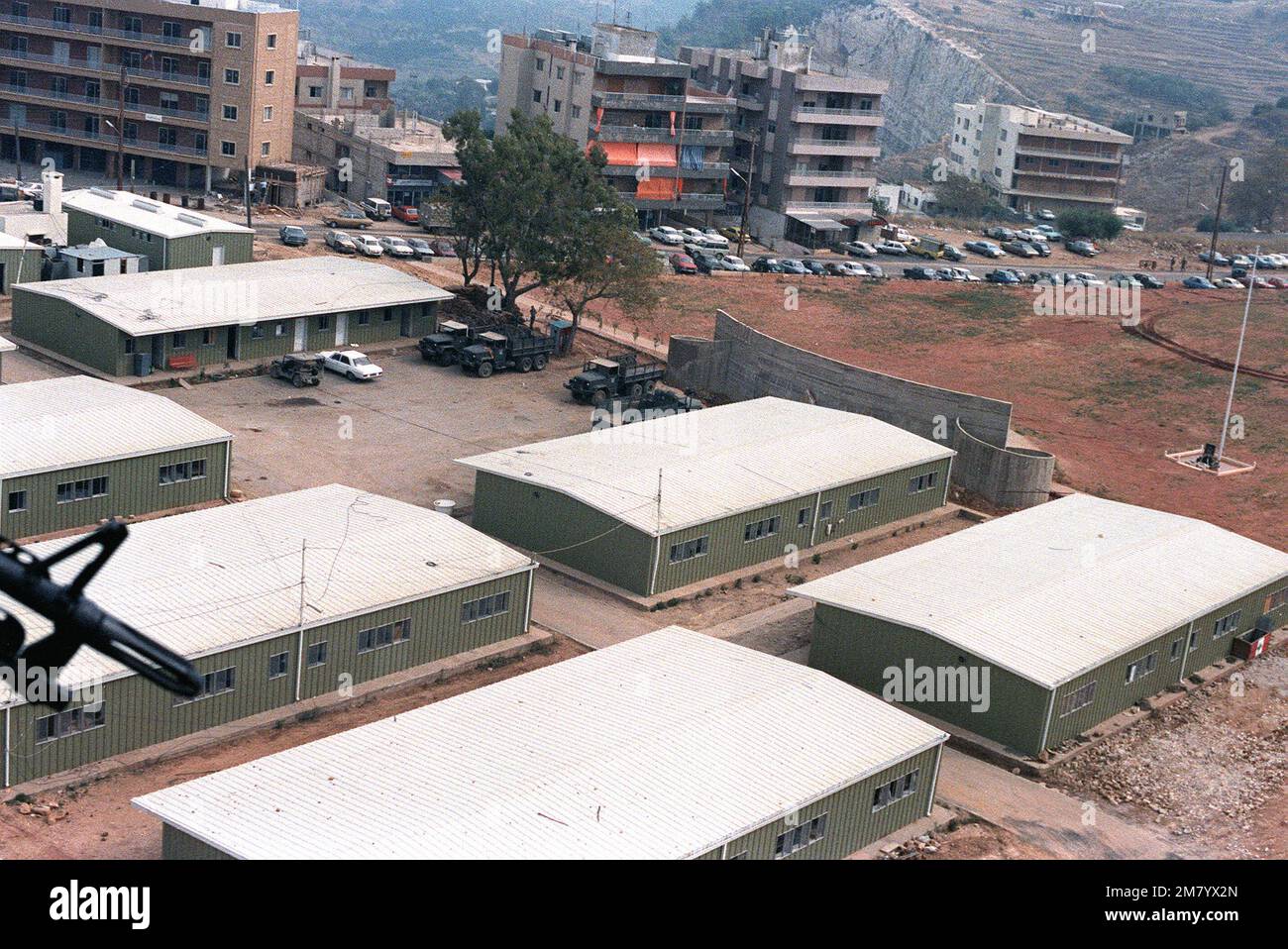A view of U.S. Marine barracks on the outskirts of Beirut. The Marines ...