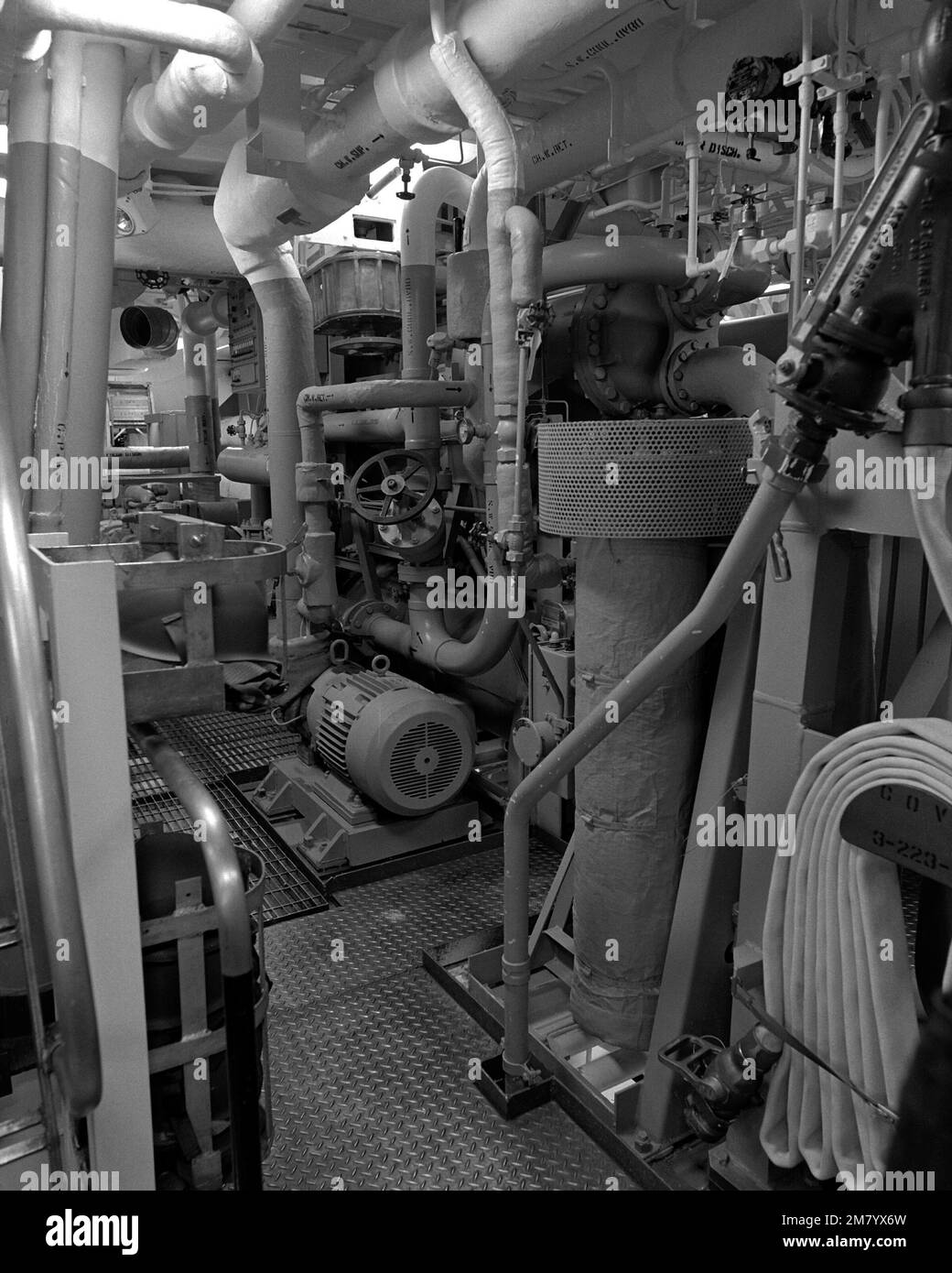 The upper level auxiliary machinery room No. 2 aboard the guided ...
