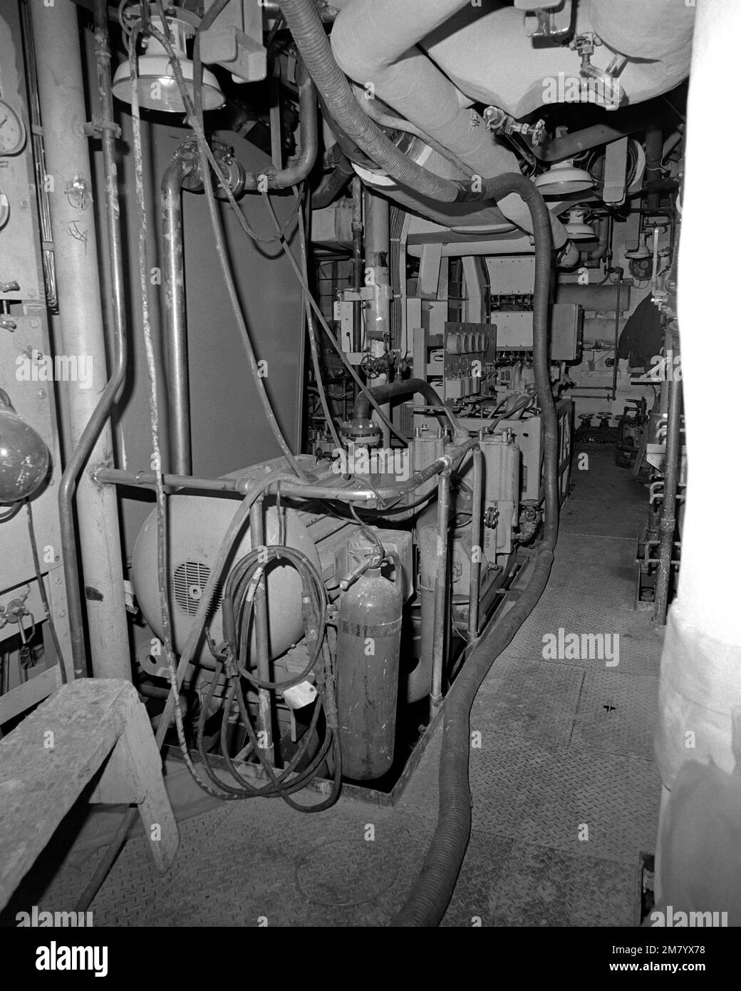The lower level engine room aboard the guided missile frigate KLAKRING ...