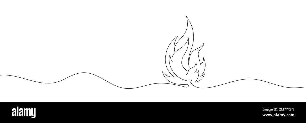Continuous line of fire. one line Stock Vector Image & Art - Alamy