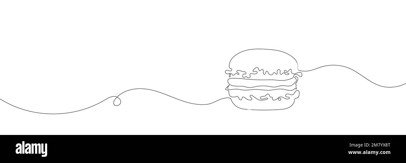 One continuous line drawing of a hamburger. Hamburger from one ...