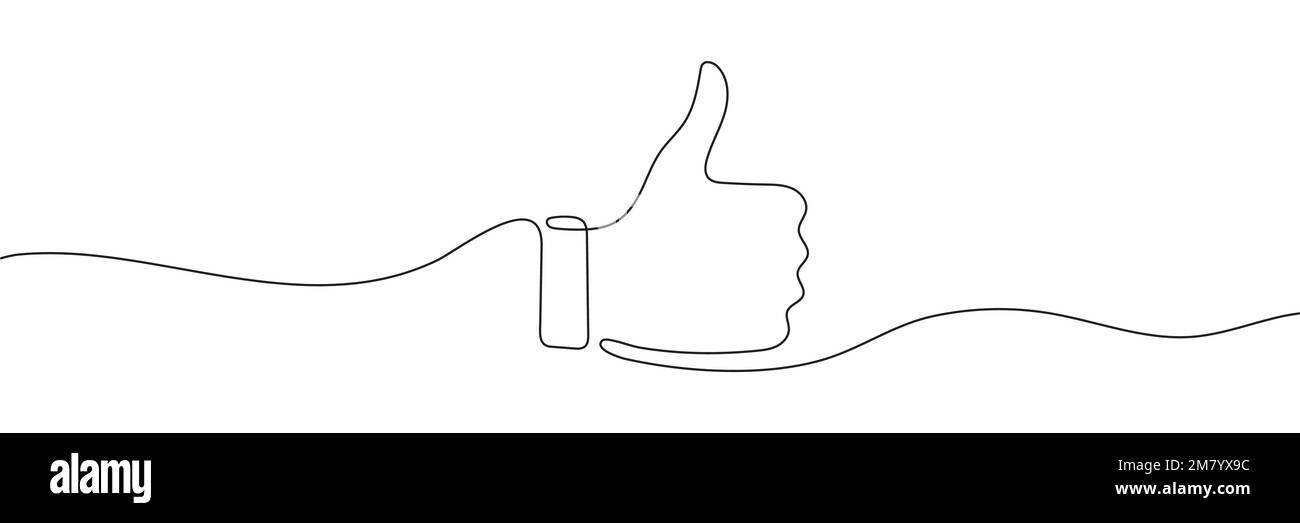 Continuous one line drawing of like hand showing thumb up Stock Vector ...