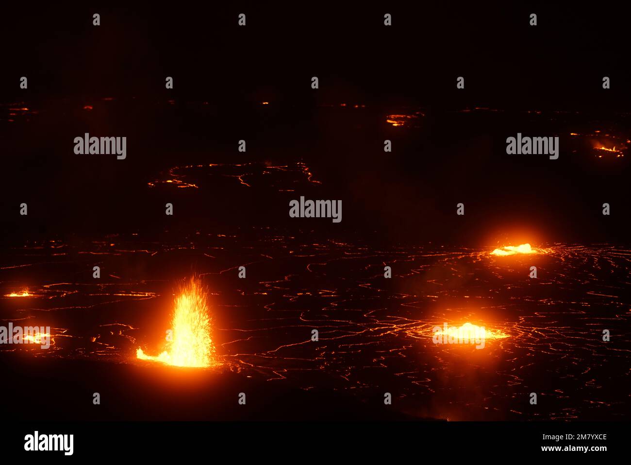 Kilauea, United States. 06 January, 2023. Multiple lava fountains shoot ...
