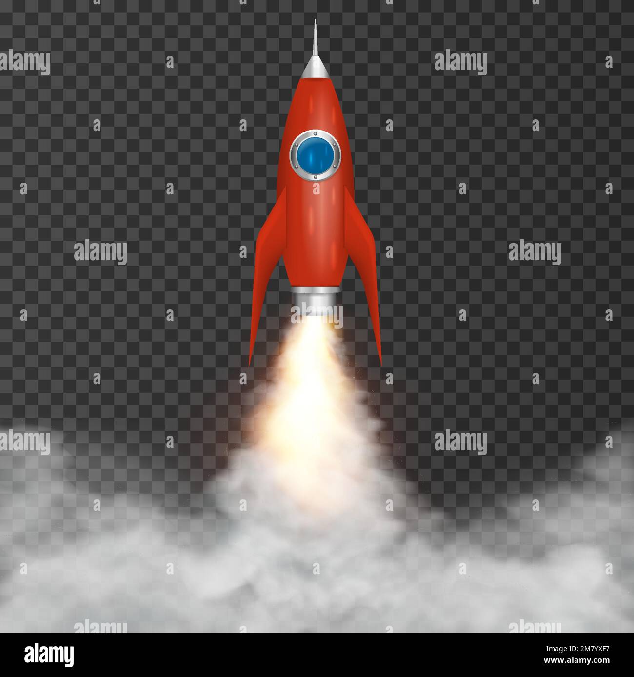 Rocket launch take off. Digital rocket isolated on transparent ...