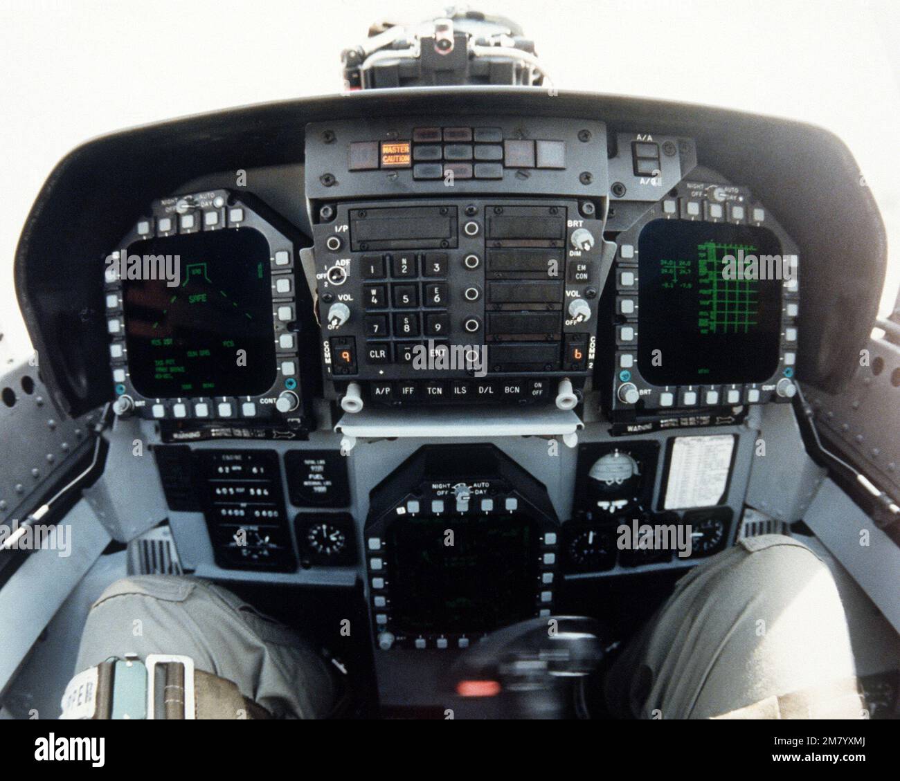 The cockpit of an F/A-18 Hornet aircraft, showing the display and ...
