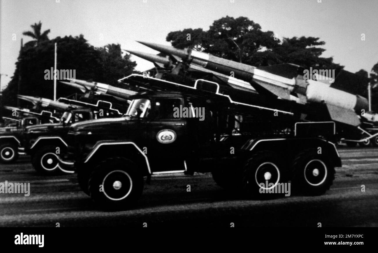 Side view of a Soviet SA-3/Goa surface-to-air missile. Exact Date Shot ...