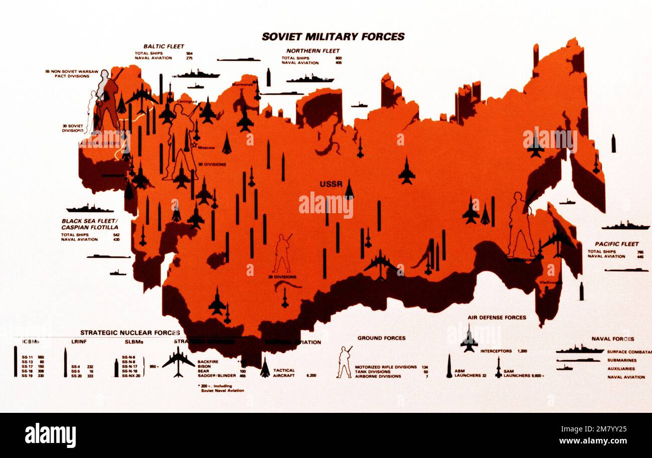 Outline of the Soviet Union showing Soviet military forces and their ...