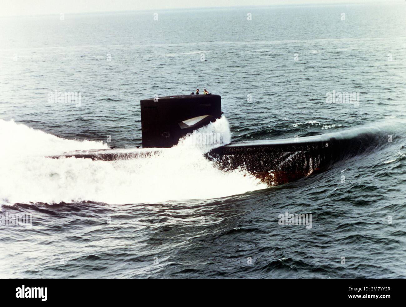 An aerial starboard beam view of the Los Angeles class nuclear-powered attack submarine USS ...