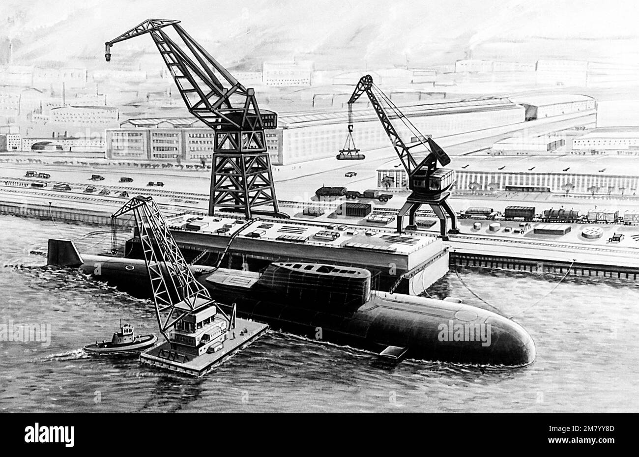 Artist concept of a Soviet Oscar-class nuclear-powered cruise missile ...