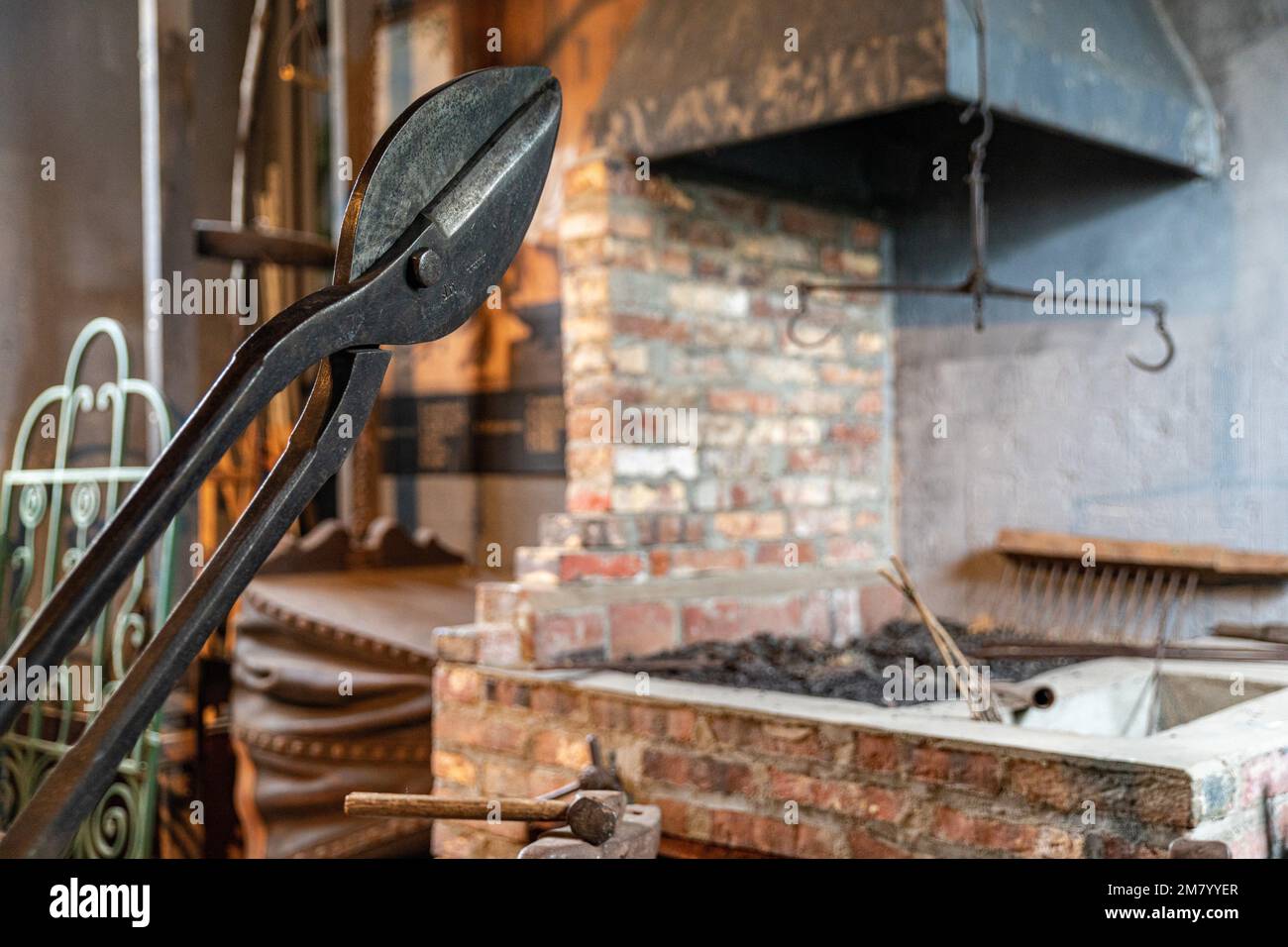 OLD COAL FORGE, IRONWORK MUSEUM, FRANCHEVILLE, EURE, NORMANDY, FRANCE ...