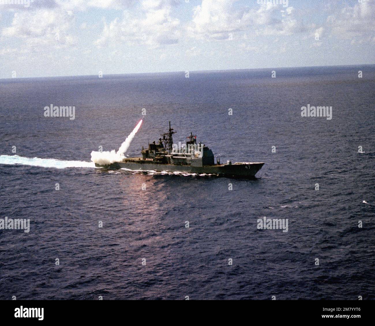 A Standard II missile is launched from the Aegis guided missile cruiser ...