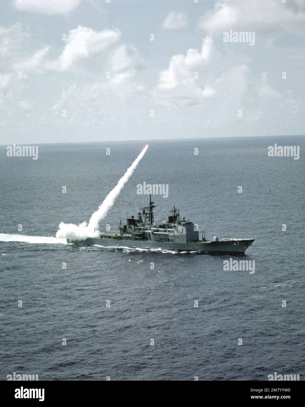 A Standard II missile is launched from the Aegis guided missile cruiser ...