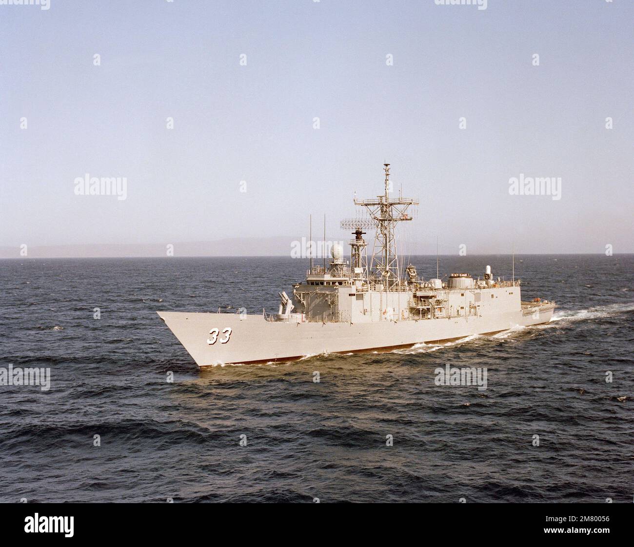 An aerial port bow view of the guided missile frigate USS JARRETT (FFG ...