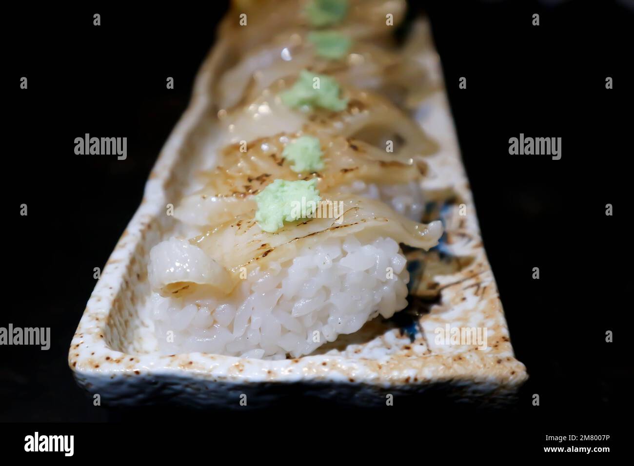 sushi or engawa sushi or fish sushi, rice topped with engawa or fish ...