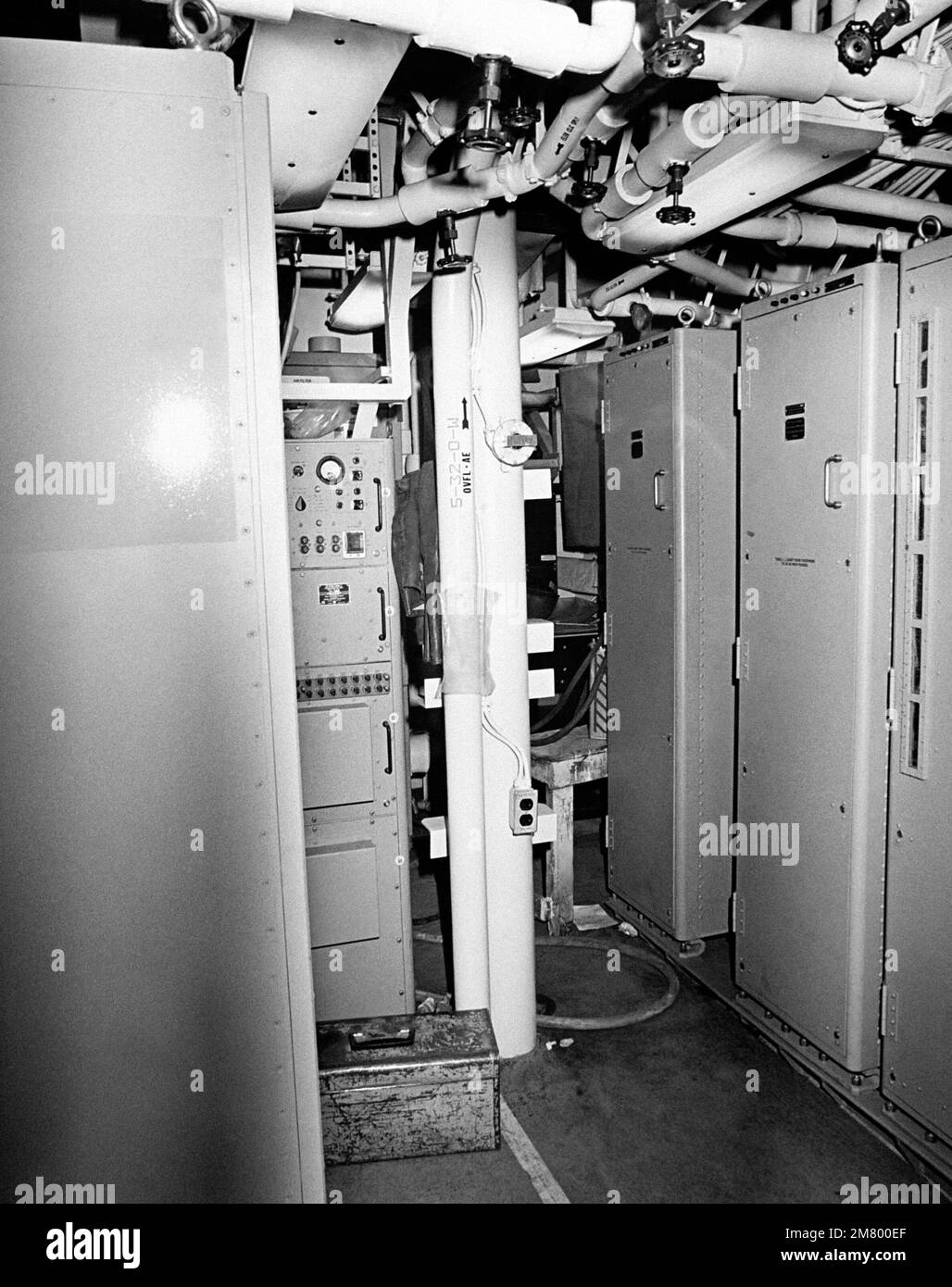 An interior view of the sonar equipment room on the guided missile ...