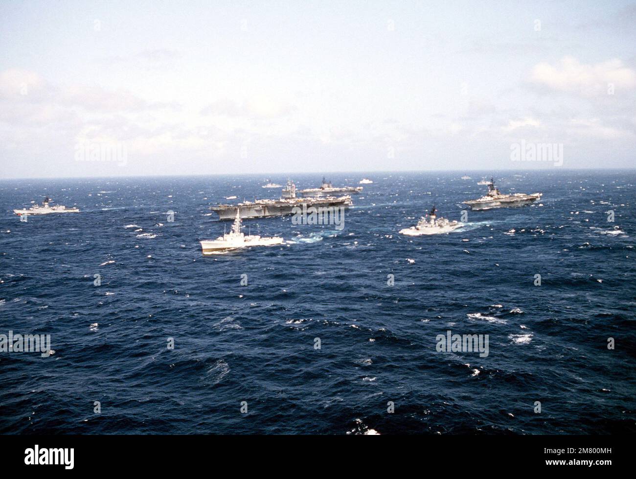 A port bow view of the nuclear-powered aircraft carrier USS ENTERPRISE ...