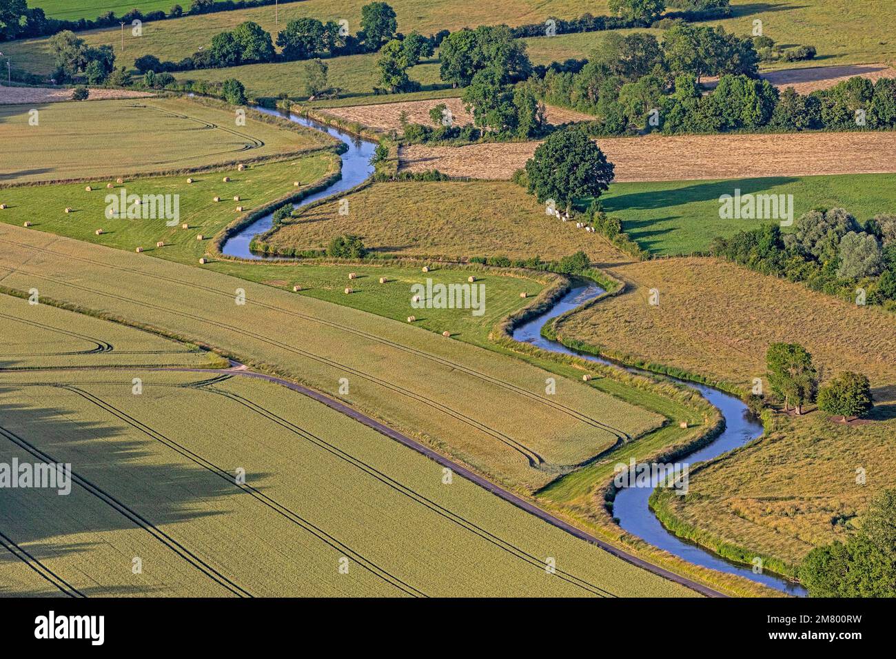 CROPS AND PRAIRIE THE RISLE VALLEY, LA VIEILLE-LYRE, EURE, NORMANDY ...