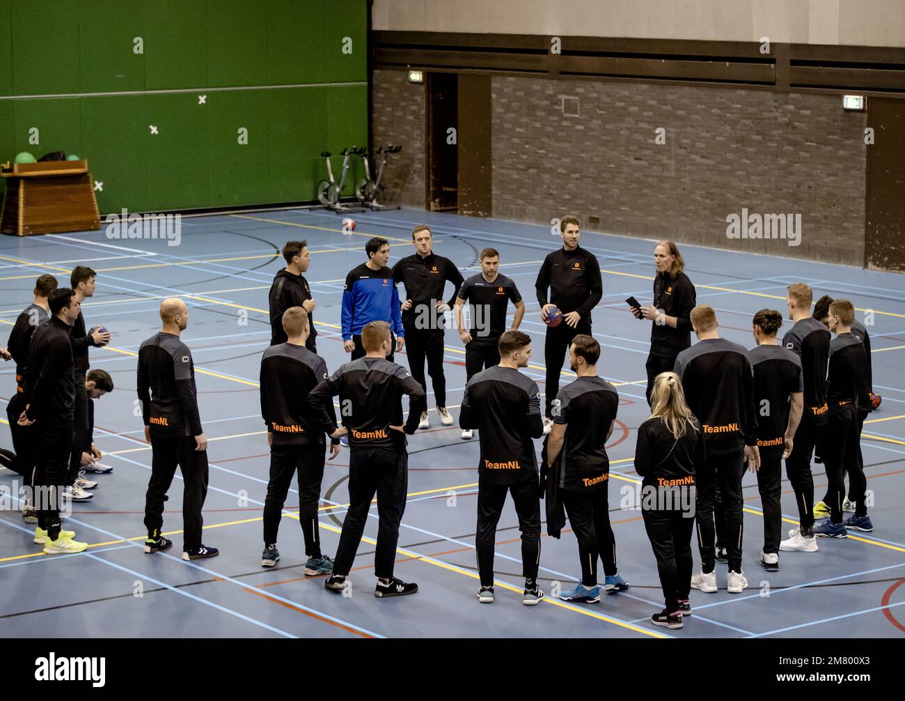 ARNHEM - Handball players and national coach Staffan Olsson during a ...