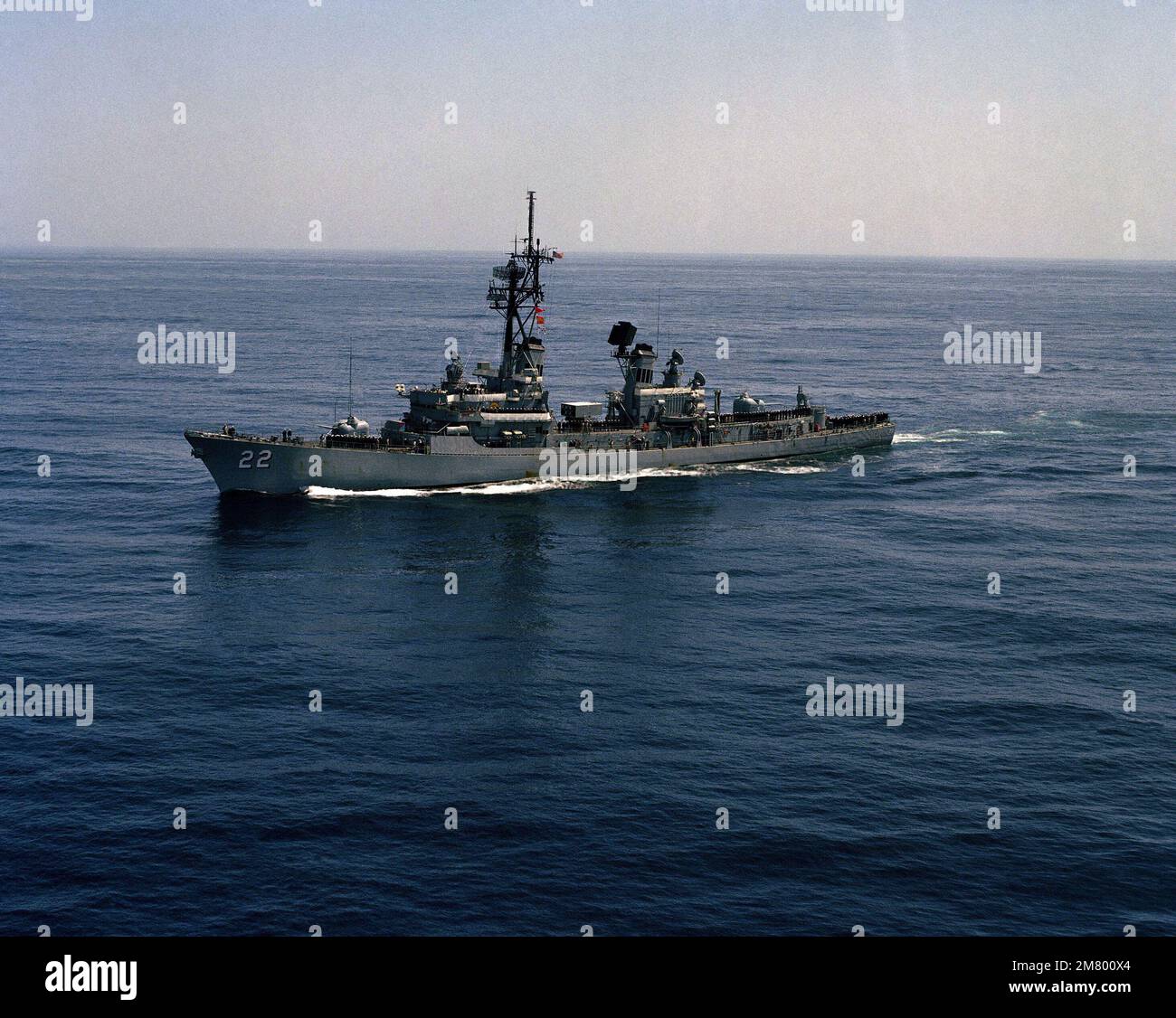 An areial port view of the guided missile destroyer USS BENJAMIN (DDG ...