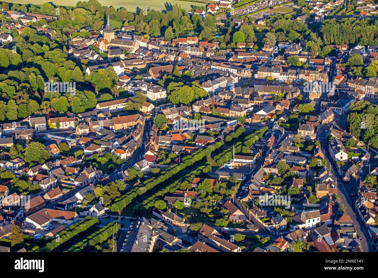 AERIAL VIEW OF THE TOWN OF BRETEUIL, EURE, NORMANDY, FRANCE Stock Photo ...