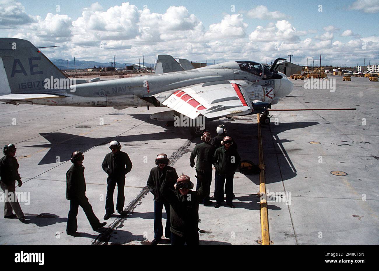 A view from the interior of an A-6E Intruder aircraft of a ground ...