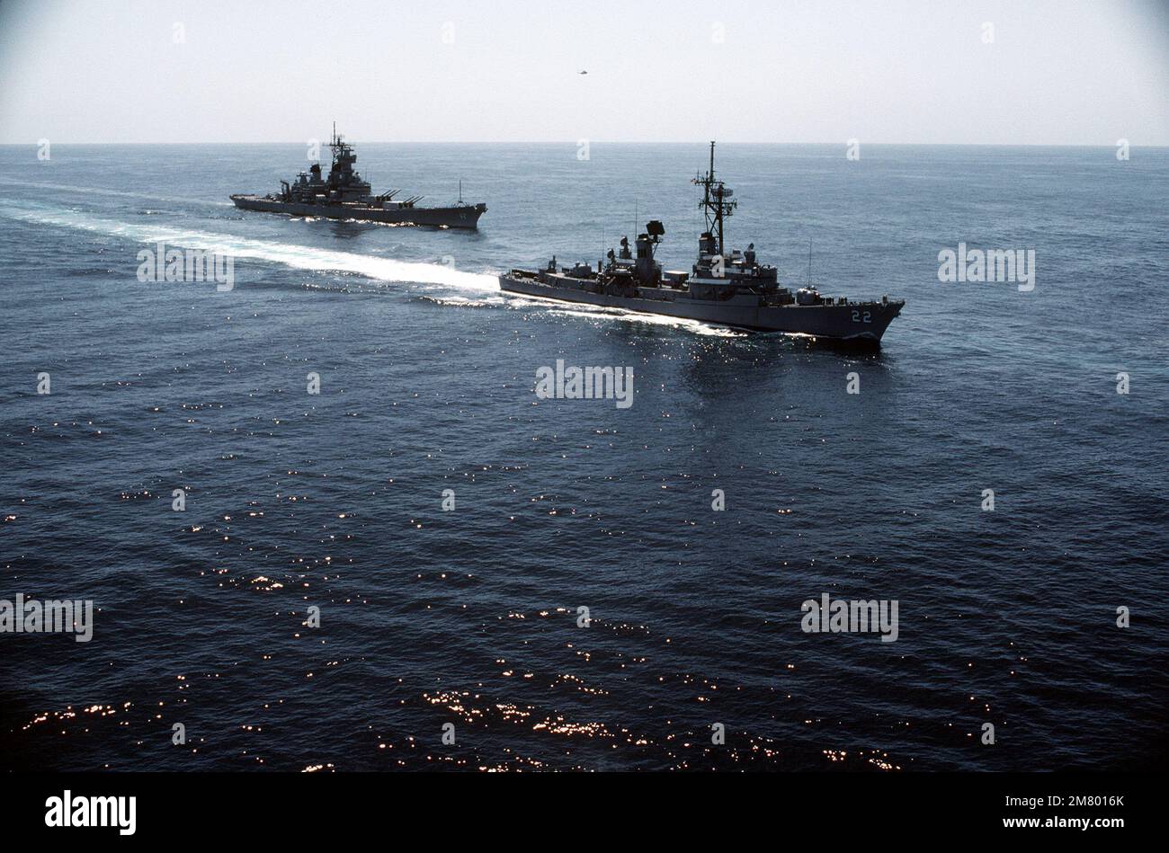 Aerial starboard view of the guided missile destroyer USS BENJAMIN ...