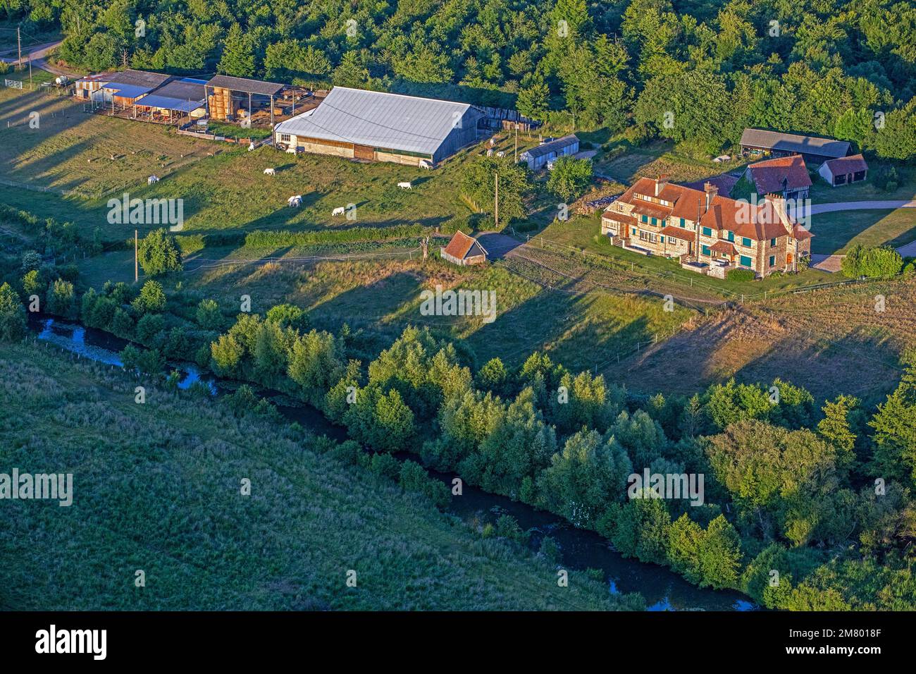 FARM AND FOREST IN THE ITON VALLEY, BOURTH, EURE, NORMANDY, FRANCE ...