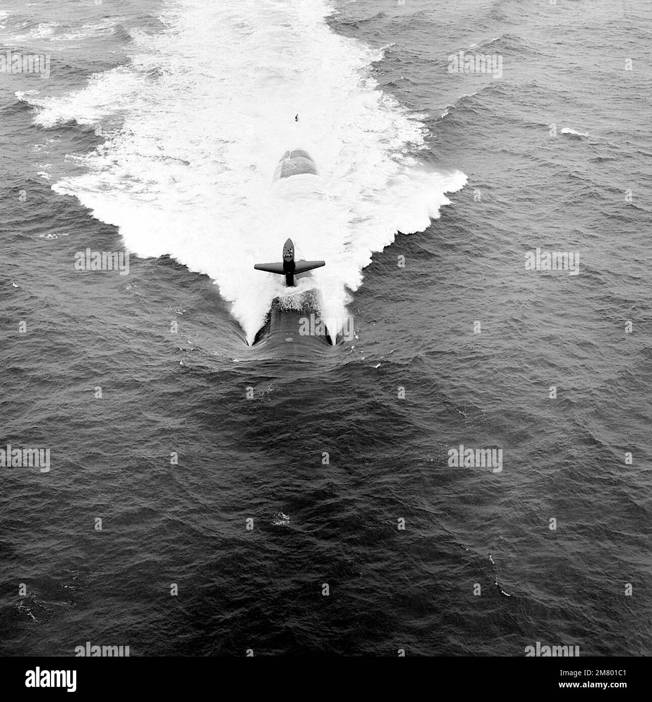 An aerial bow view of the nuclear-powered attack submarine USS NORFOLK ...