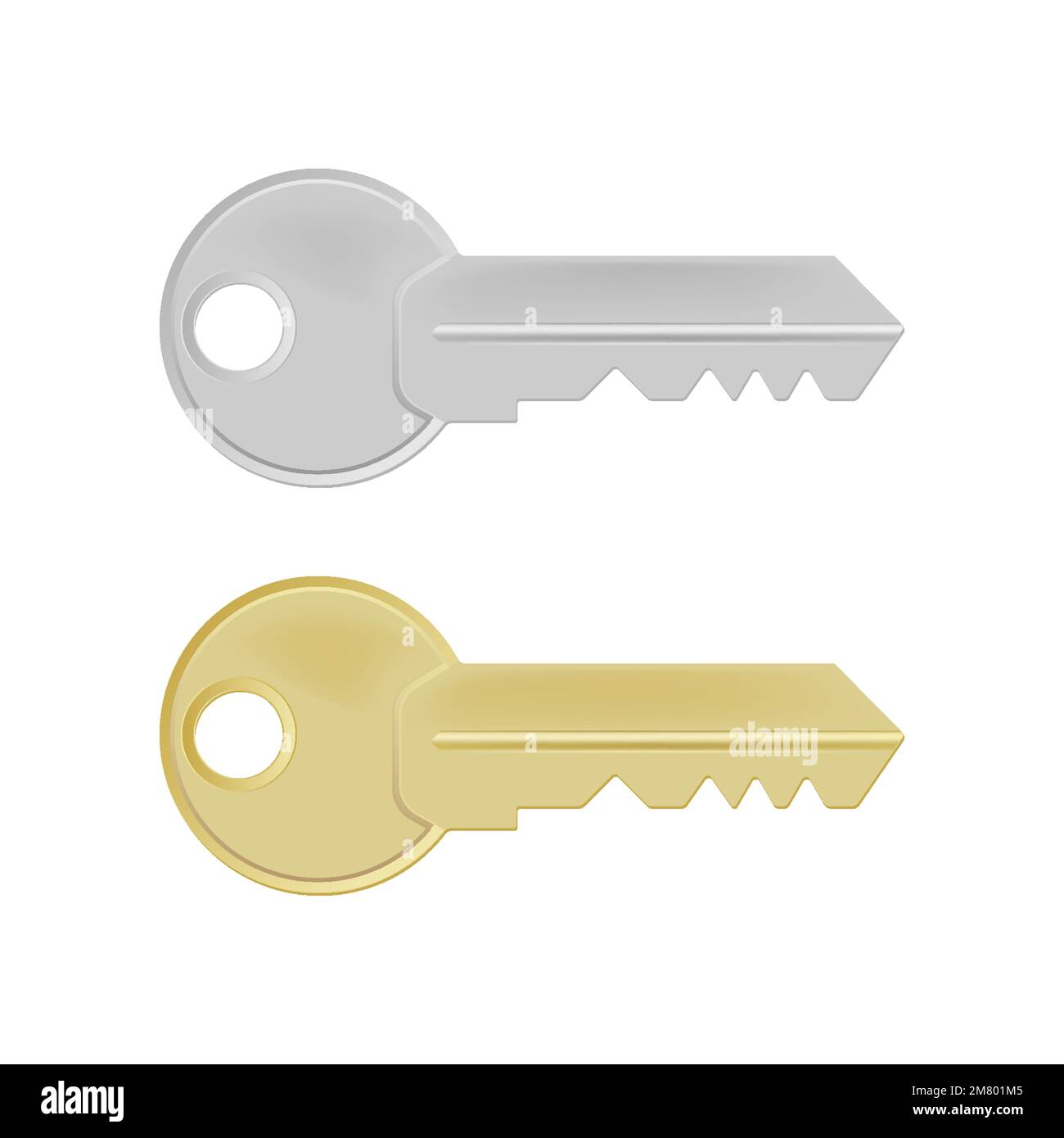 Realistic key to the door lock isolated on white background. Vector ...