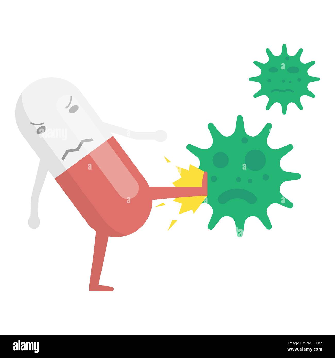 Tablet guardian with sword and shield fight with bacteria microorganism ...