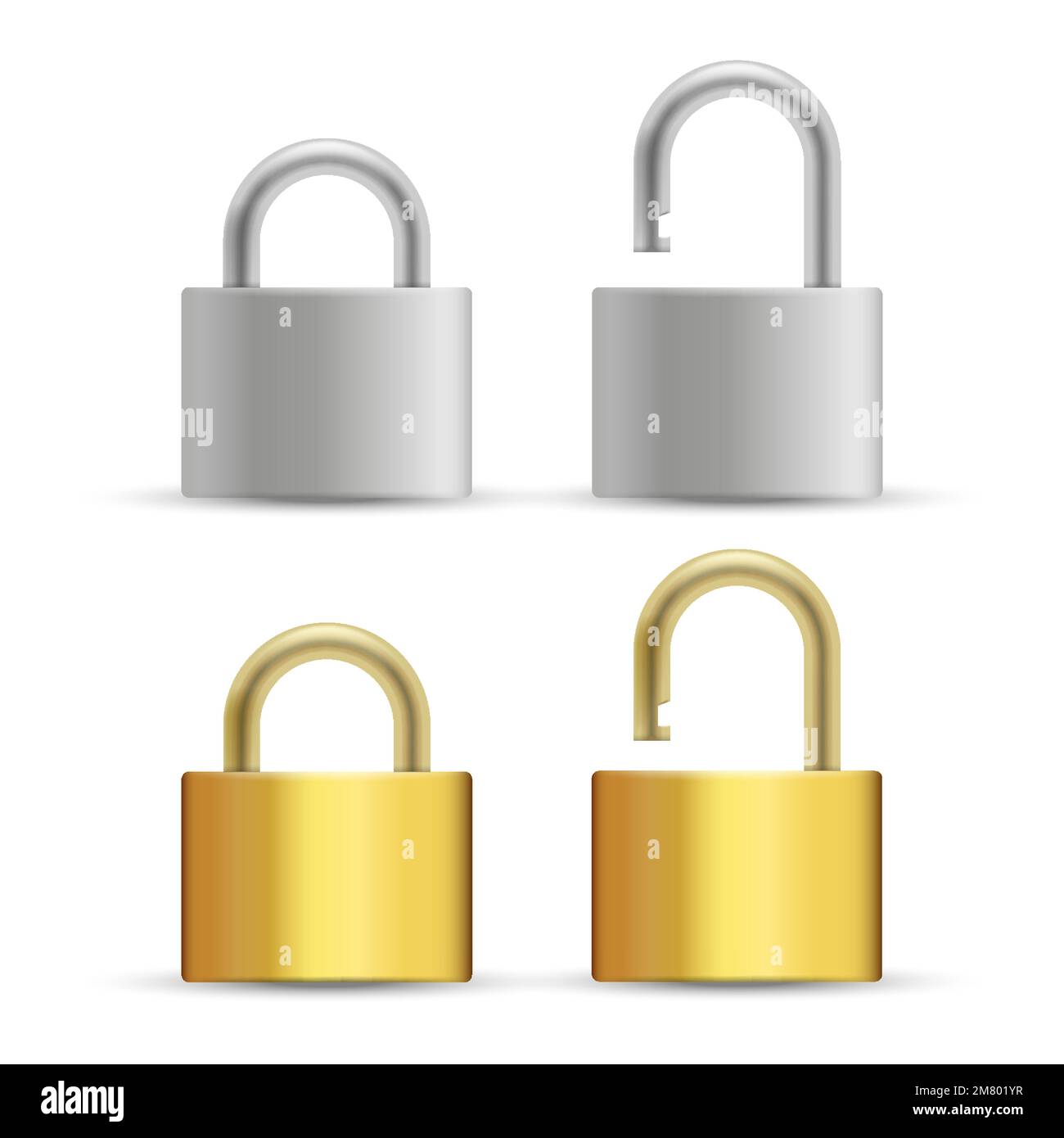 Set of realistic Padlocks isolated on white background. Vector ...