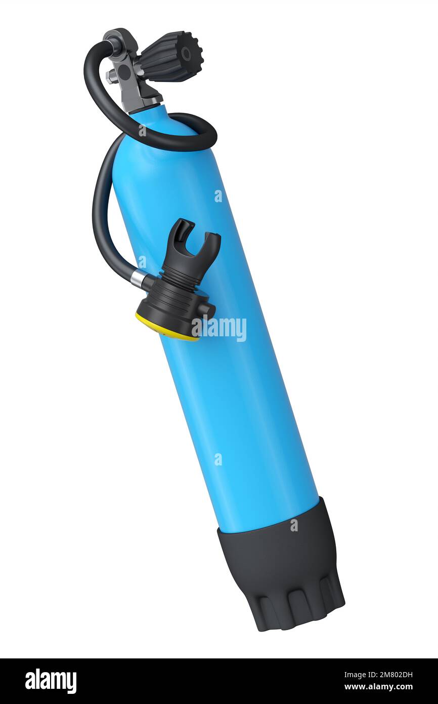 Blue diving tank full oxygen for snorkeling isolated on a white ...